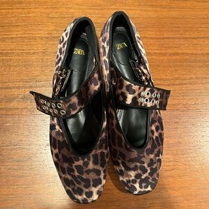 Zara | Shoes | Zara Leopard Print Ballet Flats With Buckle | Poshmark
